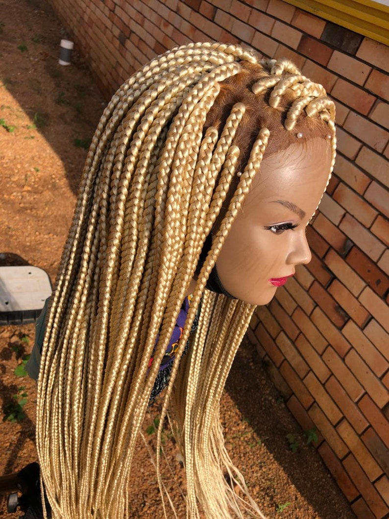 Neat Braided Wig Handmade 613 Lace Frontal Braided Wig Blonde Box ...