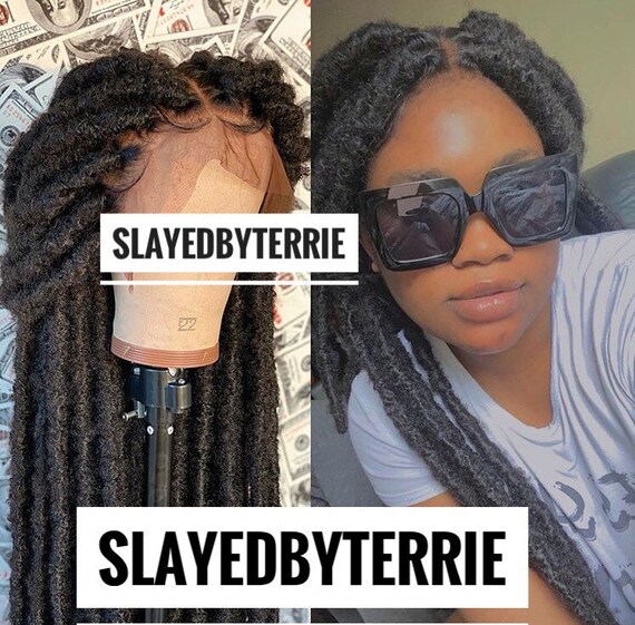 Realistic Jumbo Distressed Faux Locs LACE 13x4 FRONTAL Braided | Etsy