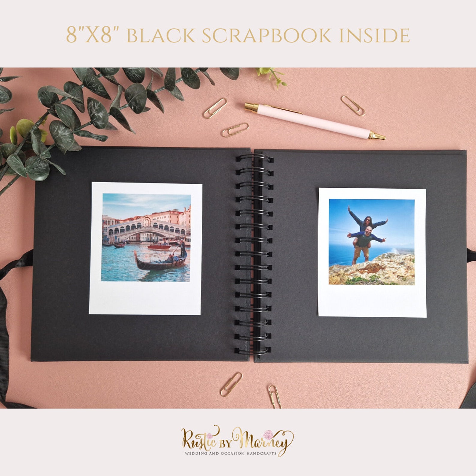 Blank Scrapbook, Black 8x8 Inches, Black 12x12 Inches, Spiral Bound ...