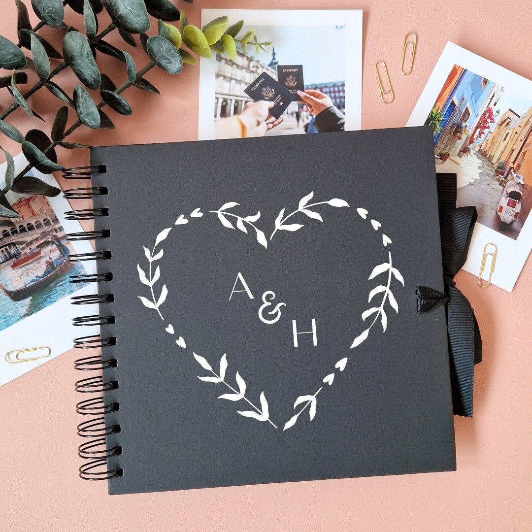 Couples Scrapbook Personalised Black, Couples Memory Book, Couples ...