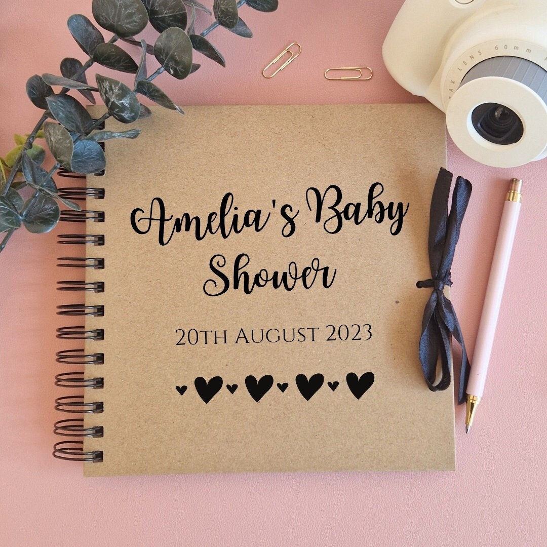 Personalised Baby Shower Guest Book, Baby Shower Scrapbook, Baby Shower ...