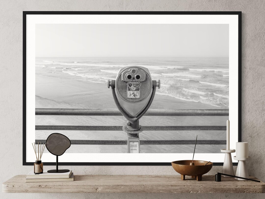 Black and White Beach Wall Art | Coastal Home Decor | California Pier ...