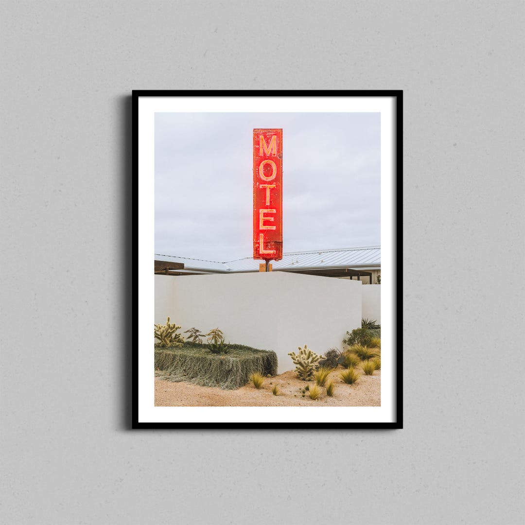 Motel Neon Sign Wall Art | Marfa Texas Artwork | Vintage Photo | Boho ...