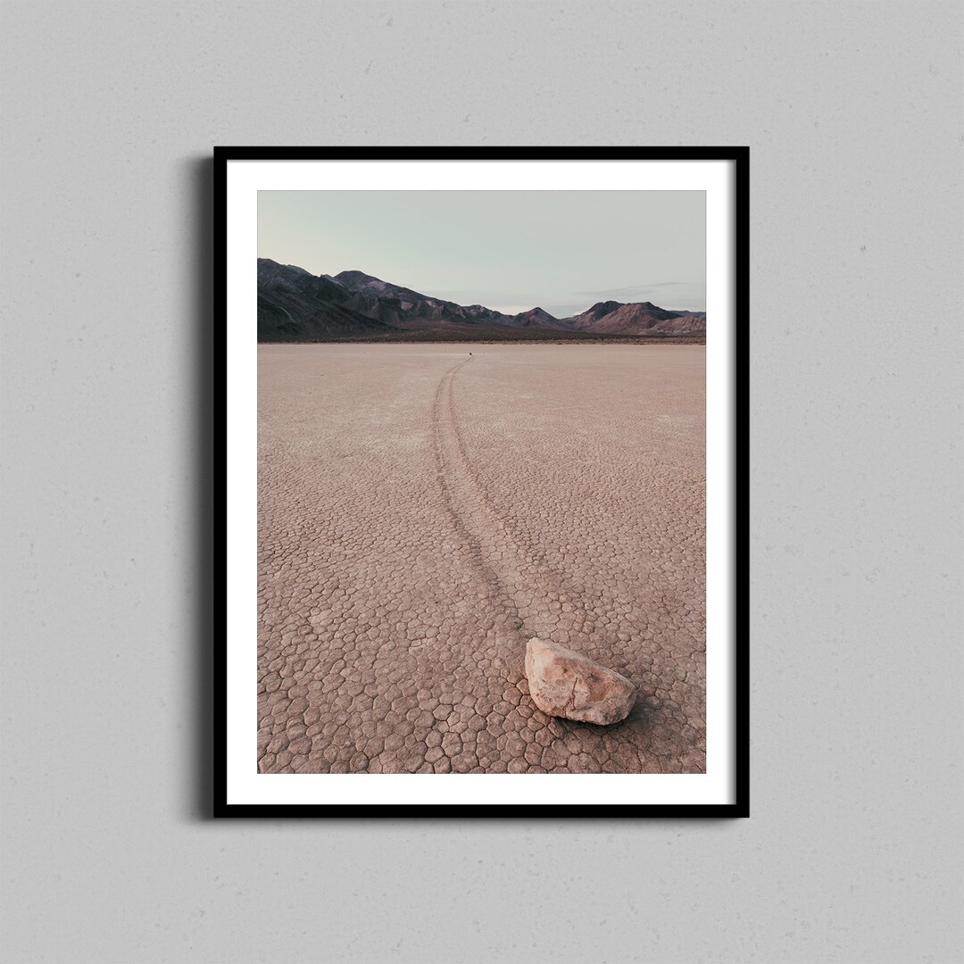 Desert Sliding Rocks Framed Wall Art, Death Valley Racetrack Neutral ...