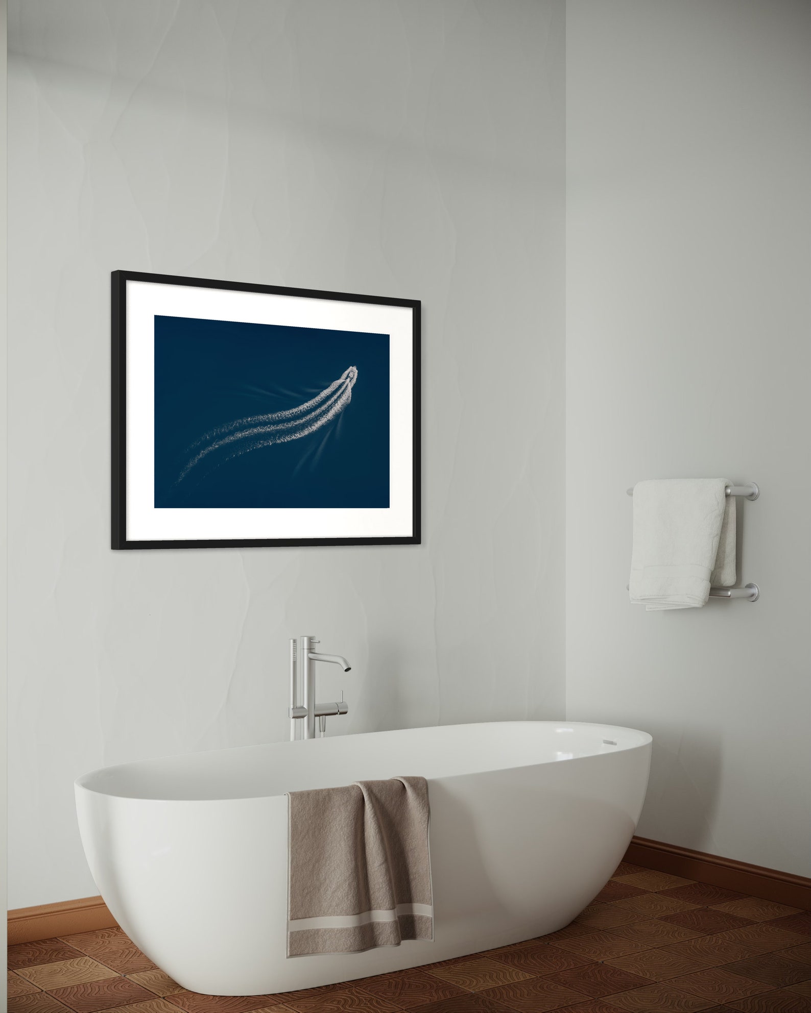 Blue Boat Digital Download Photograph, Sailboat Wake Printable Wall Art ...