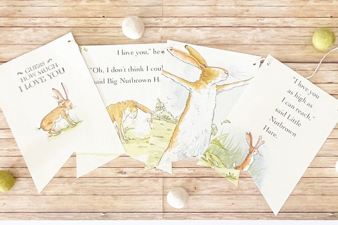 Guess How Much I Love You Storybook Page Banner Upcycled Book Nutbrown ...