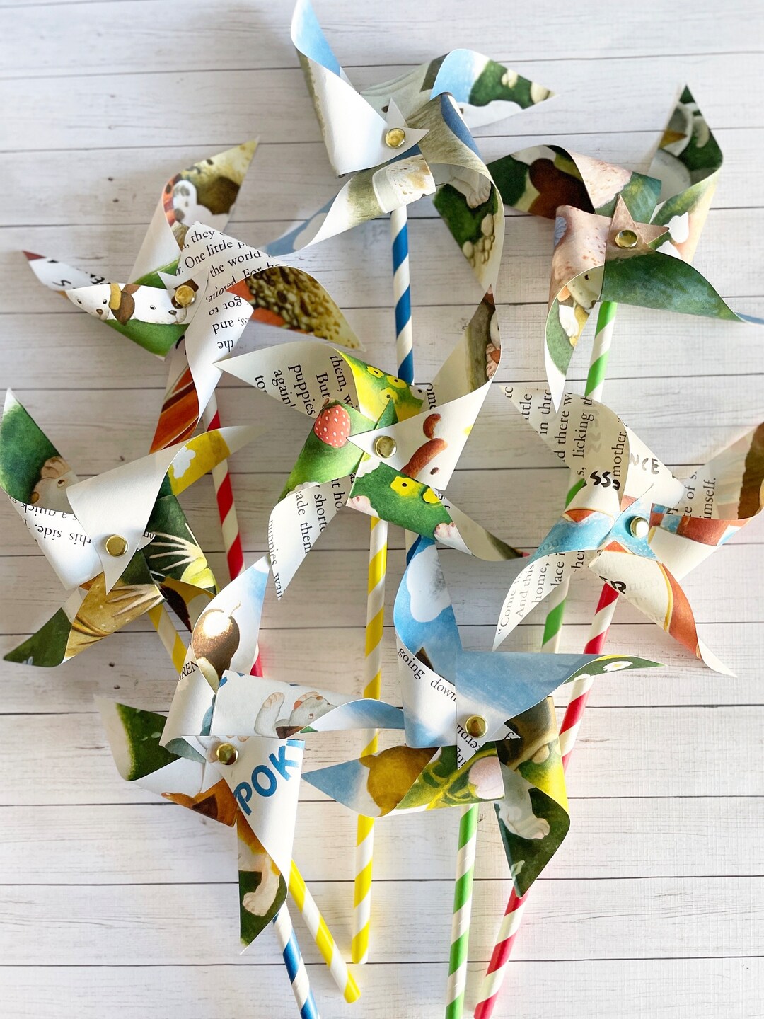 The Poky Little Puppy Storybook Page Pinwheels Set of 4 Paper Windmills ...