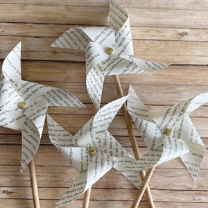 Book Page Pinwheels | Literary Paper Windmills | Set of 4 | Non ...