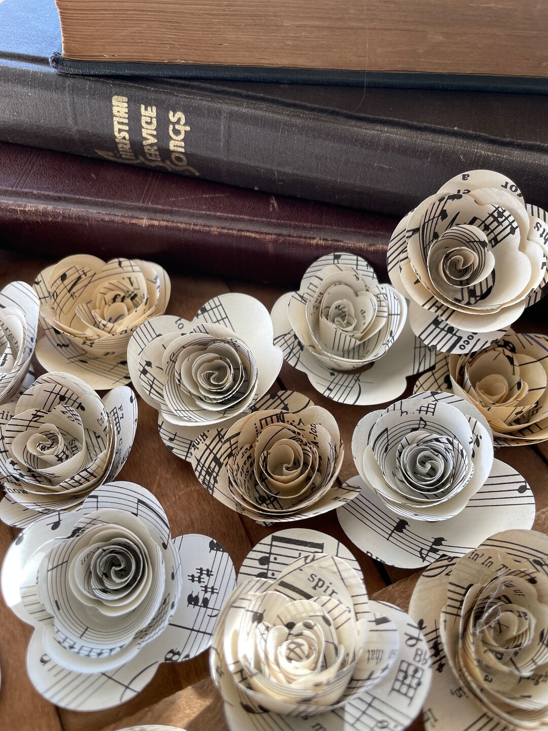 Music Page Paper Flowers 1.5 Inches Set of 6 Wedding Vintage Baby ...