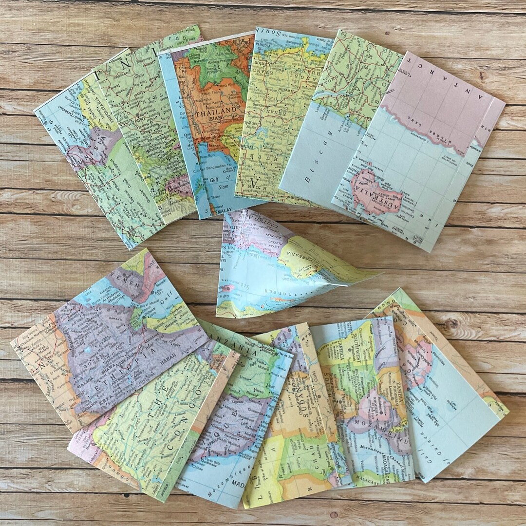 Map/atlas Party Favor Boxes | Set of 12 | Repurposed Maps - Etsy