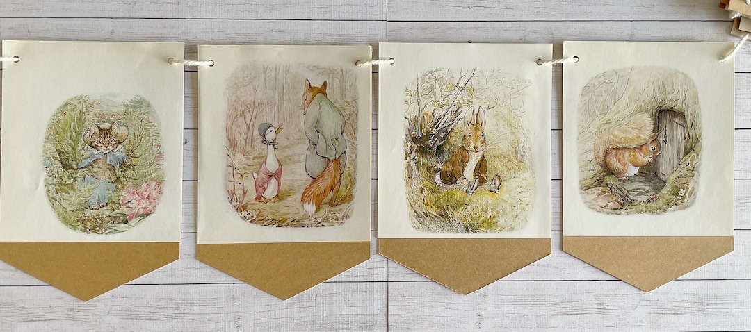 Beatrix Potter Storybook Page Banner Peter Rabbit Repurposed Books ...