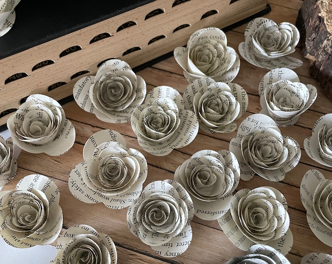 Book Page Paper Flowers | 1.5 Inches | Set of 6 | Literary Wedding ...