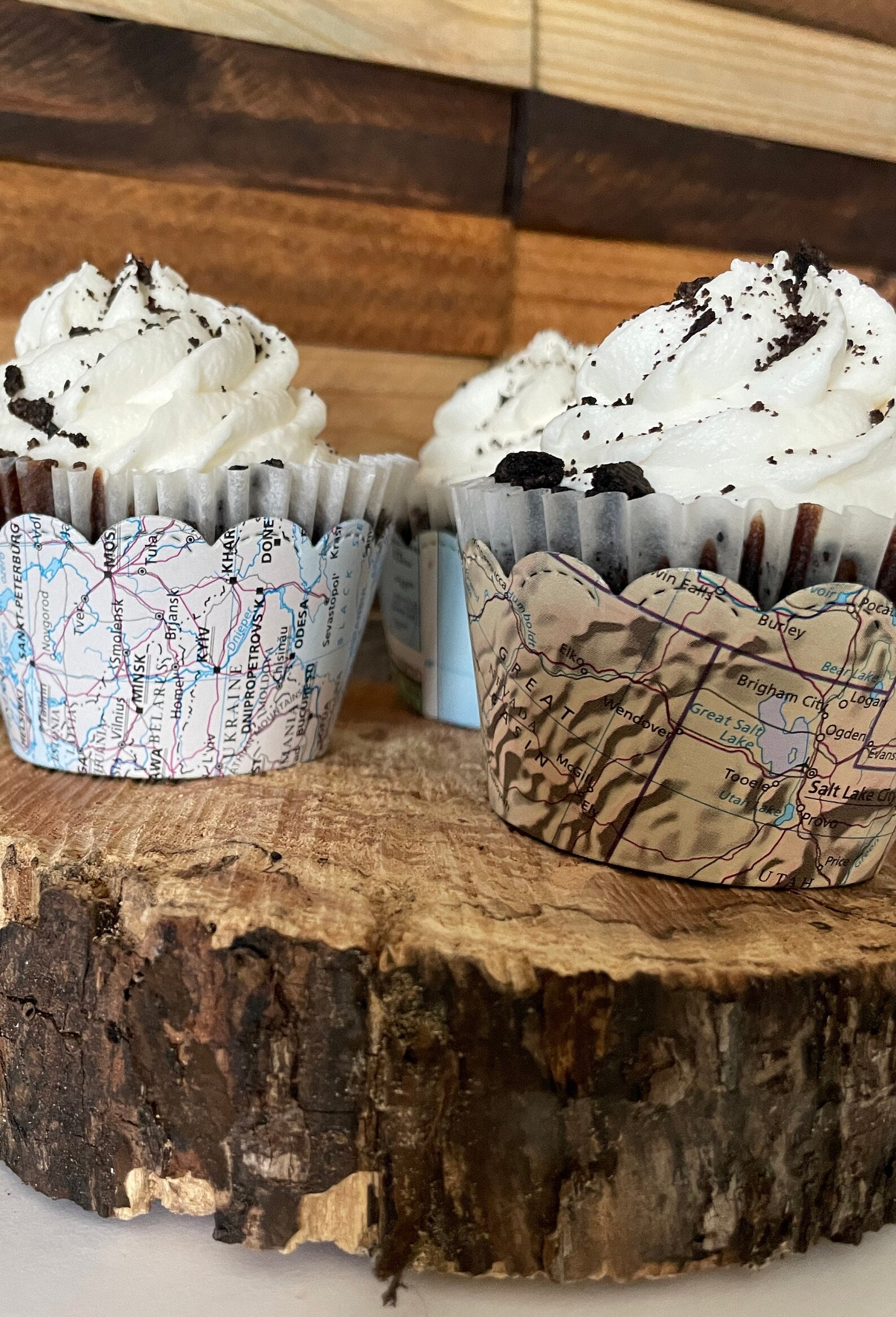 Map/atlas Cupcake Wraps | One Dozen | Repurposed Maps & Atlases ...