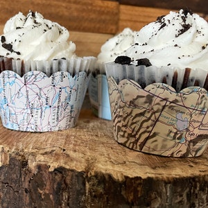 Map/atlas Cupcake Wraps | One Dozen | Repurposed Maps & Atlases ...