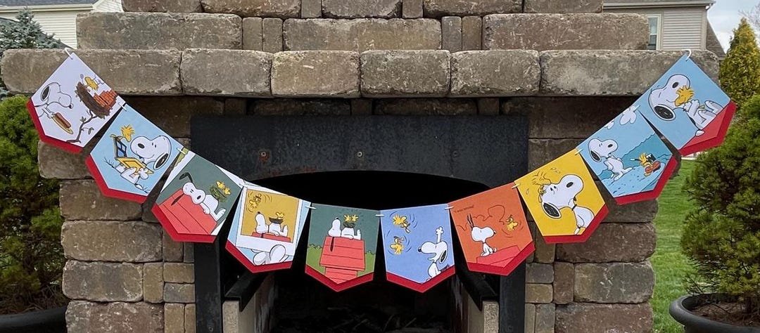 Snoopy & Woodstock Storybook Page Banner | Repurposed Peanuts Books ...