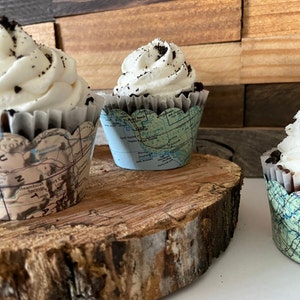Map/atlas Cupcake Wraps One Dozen Repurposed Maps & Atlases Standard ...