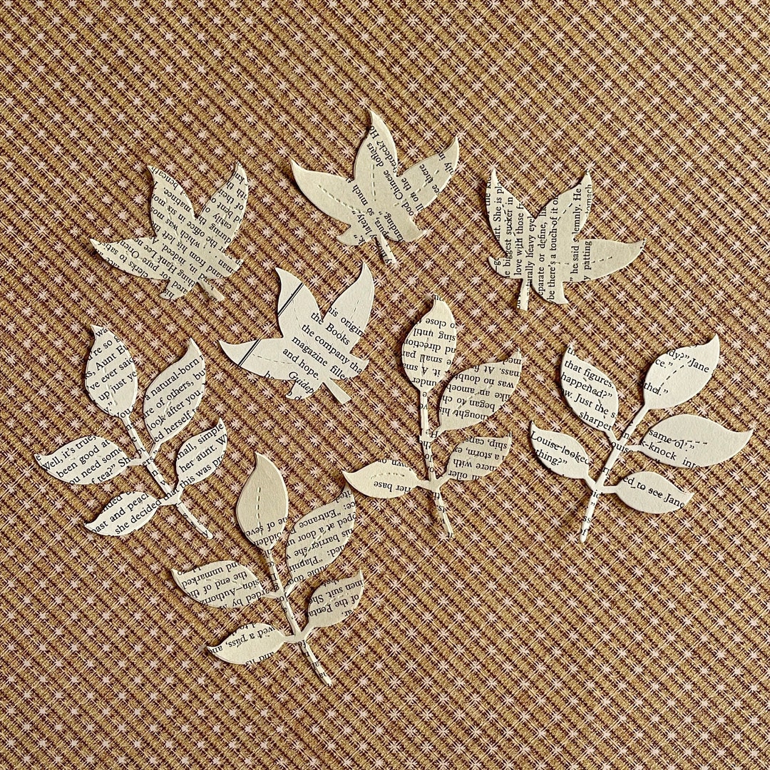 Book Page Leaves Scrap Pack | Set of 24 | Foliage Die Cut | Junk Art ...