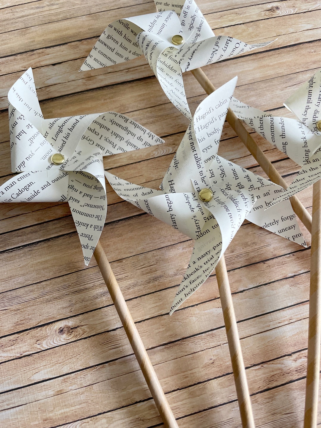Book Page Pinwheels | Literary Paper Windmills | Set of 4 | Non ...