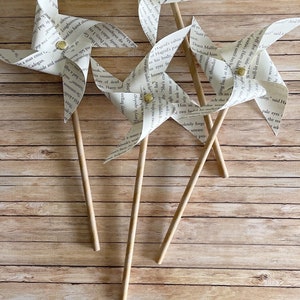 Book Page Pinwheels | Literary Paper Windmills | Set of 4 | Non ...