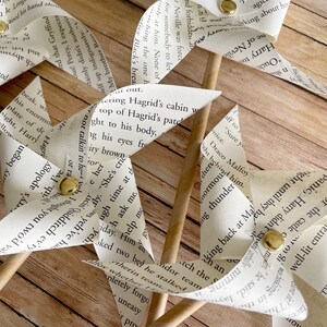 Book Page Pinwheels | Literary Paper Windmills | Set of 4 | Non ...