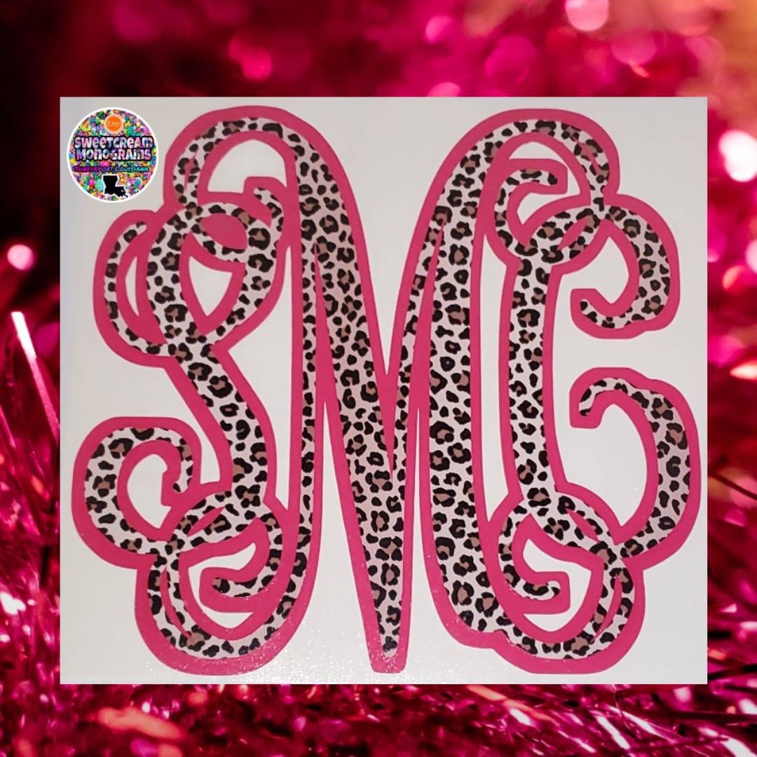 Leopard Print Monogram Vinyl Decal: Personalized Car Laptop Sticker - Etsy