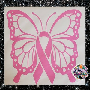 Breast Cancer Awareness Vinyl Car Decal|pink Butterfly Vinyl Decal ...