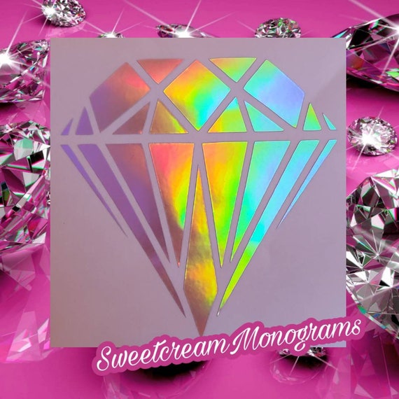 Diamond car decalHolographic diamondRainbow diamond car | Etsy