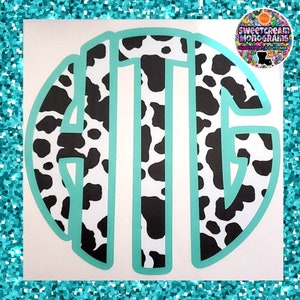 Cow Print Monogram Car Sticker|black and White Cow Print Car Decals|new ...