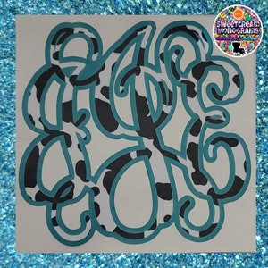 Cow Print Monogram Car Decal|cow Spots Monogram Car Sticker|double ...