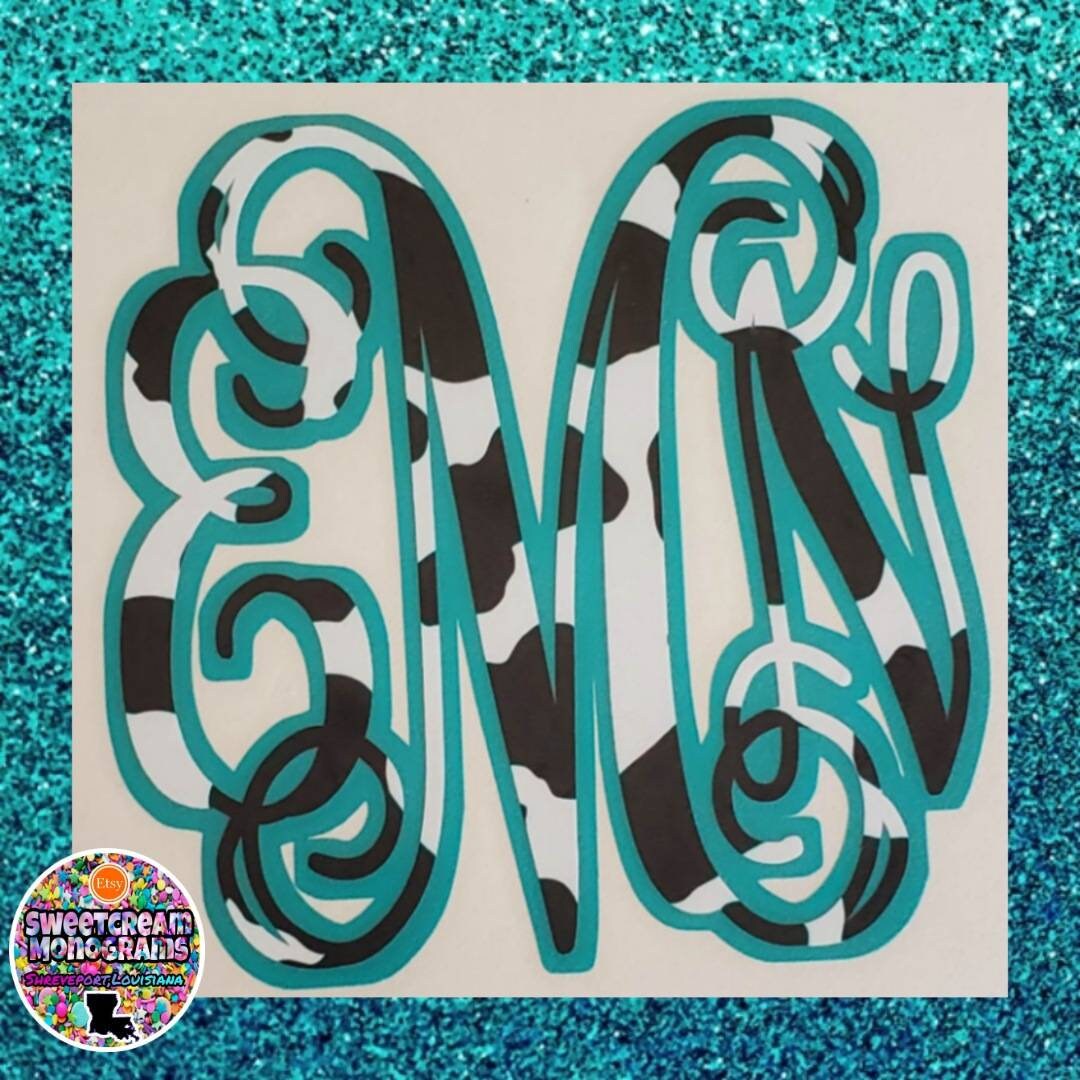 Cow Print Monogram Car Decalcow Spots Monogram Car - Etsy