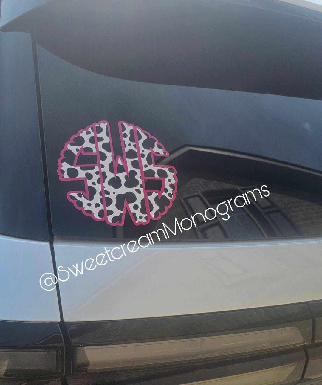 Cow Print Scallop Monogram Decal - Car, Laptop Sticker - Etsy