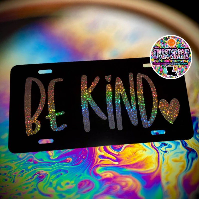 Glitter 'be Kind' License Plate - Aluminum Car Tag - Etsy