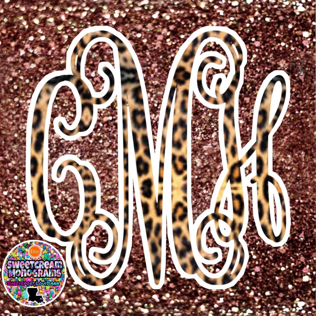 Leopard Print Monogram Decal: Personalized Car/laptop Sticker - Etsy