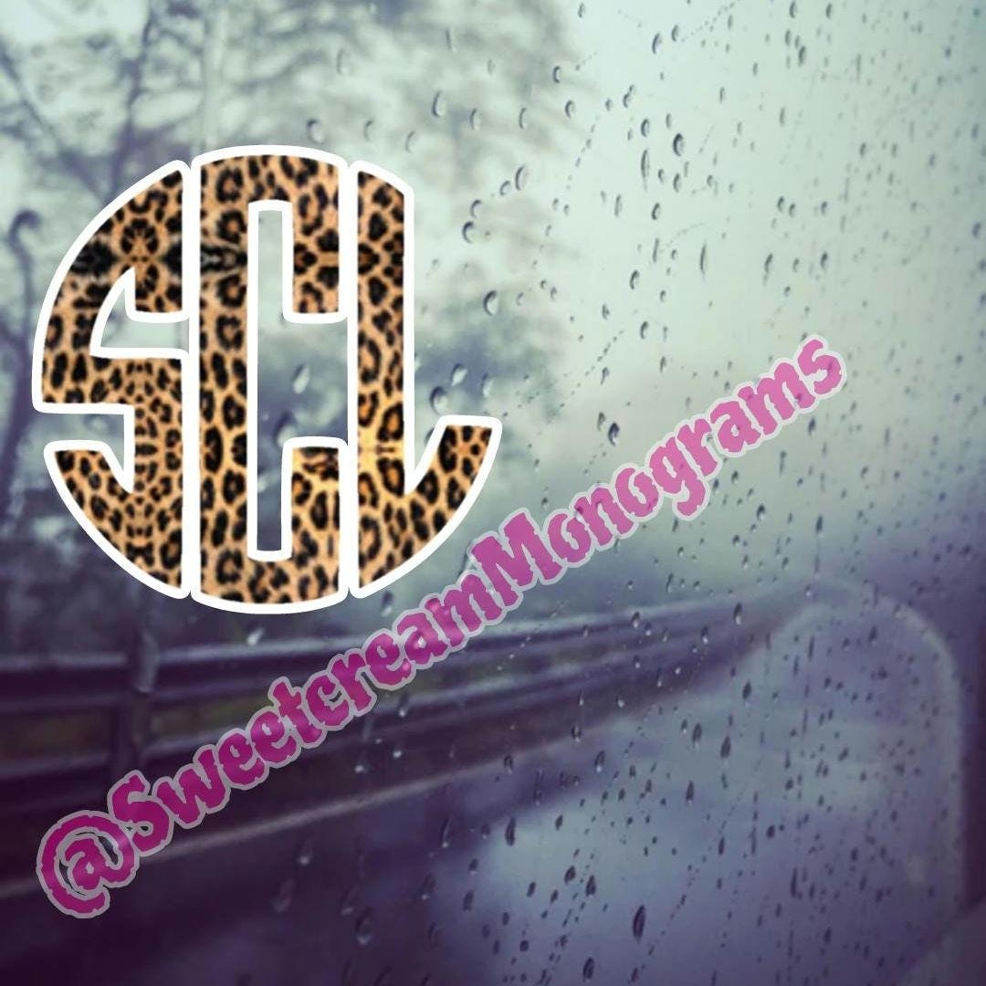 Leopard Print Monogram Decal: Permanent Vinyl Sticker for Car, Tumbler ...