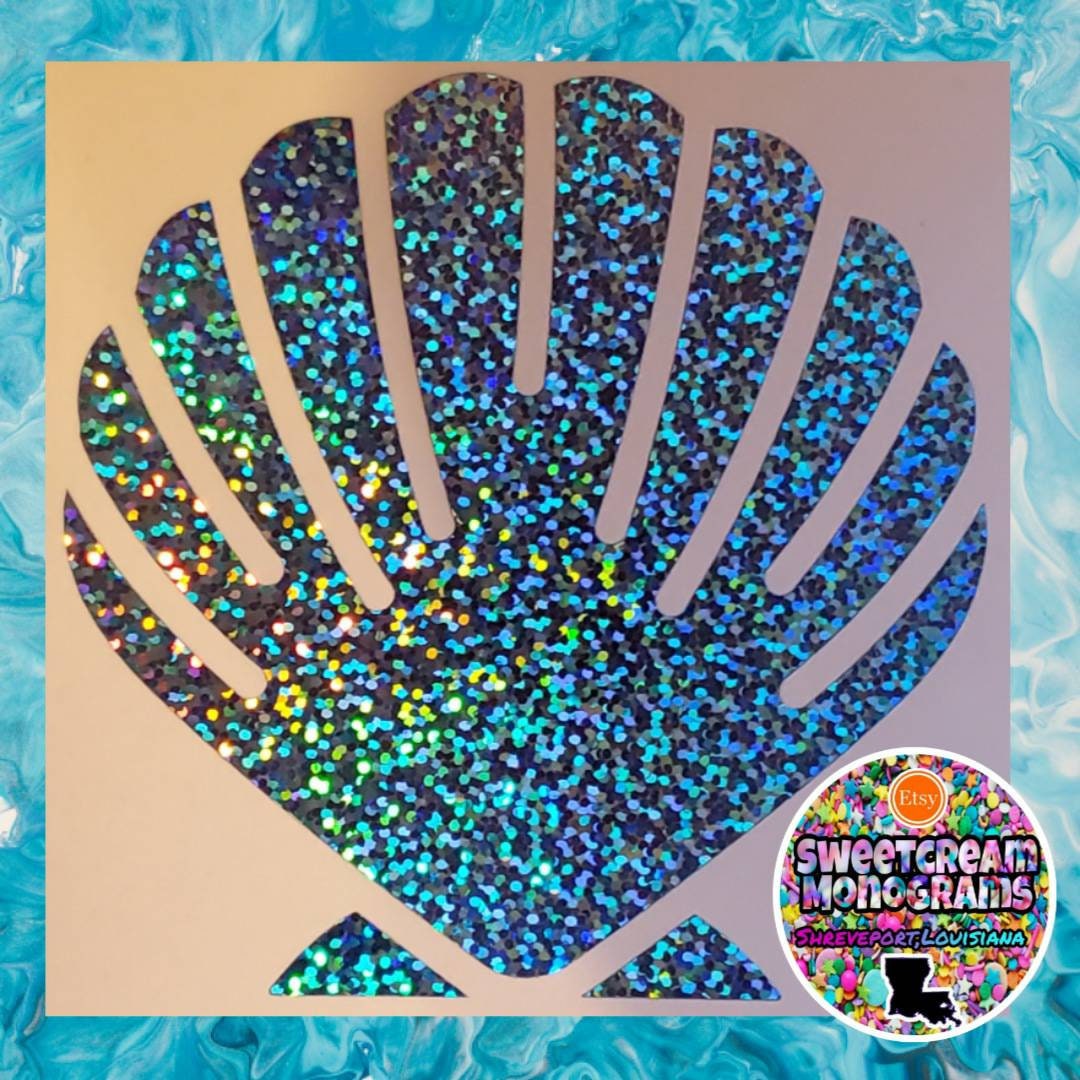 Holographic Sea Shell Car Decal: Glitter Clam Shell Sticker - Etsy