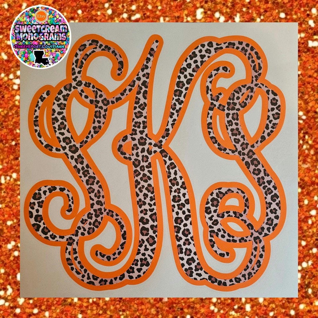 Leopard Print Monogram Vinyl Decal: Personalized Car Laptop Sticker - Etsy