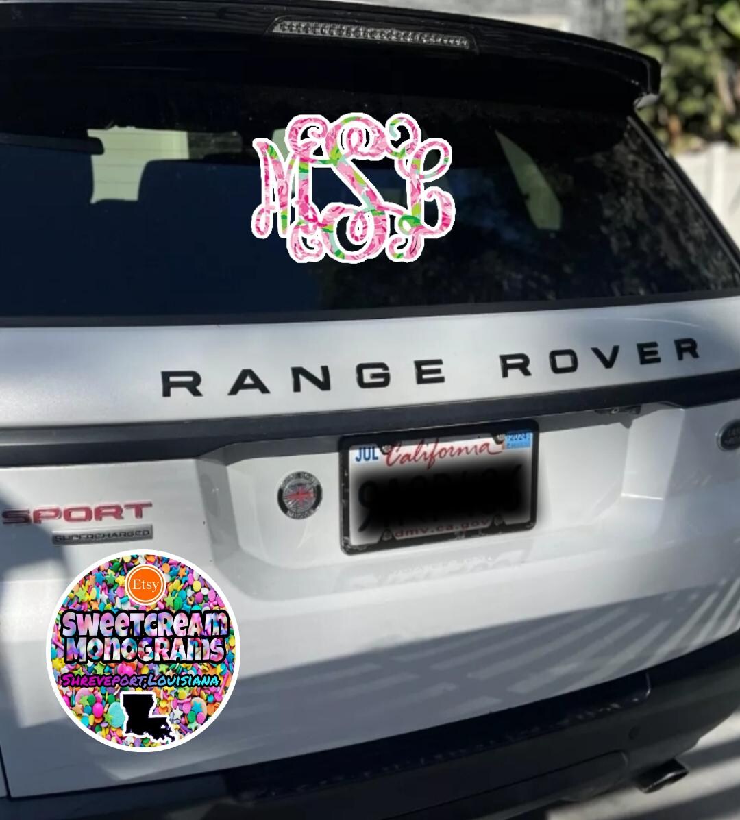 Floral Vinyl Decal for New Car|preppy Monogram Car Sticker|pink Floral ...