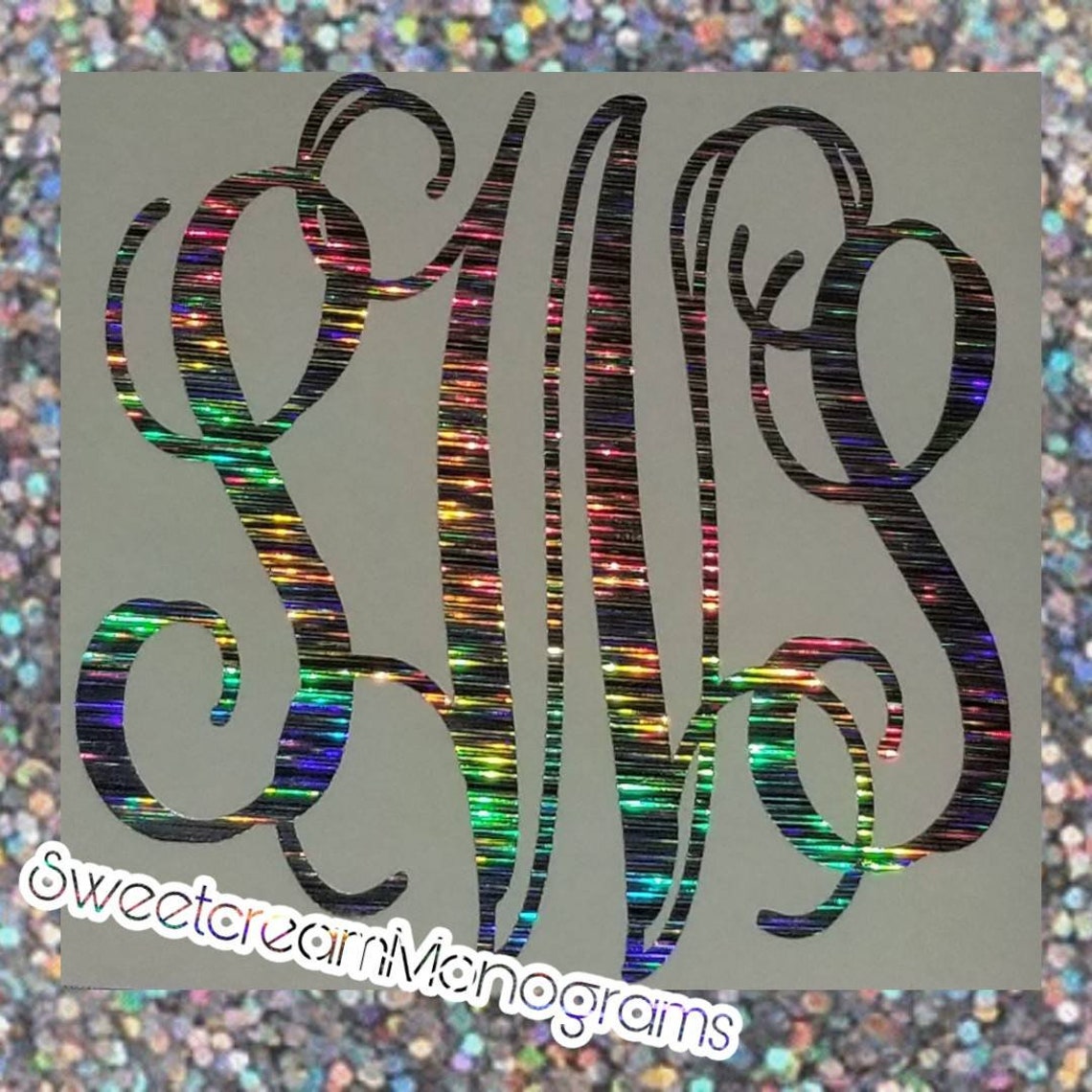 Holographic Monogram Decal | Waterproof Car & Laptop Sticker - Etsy
