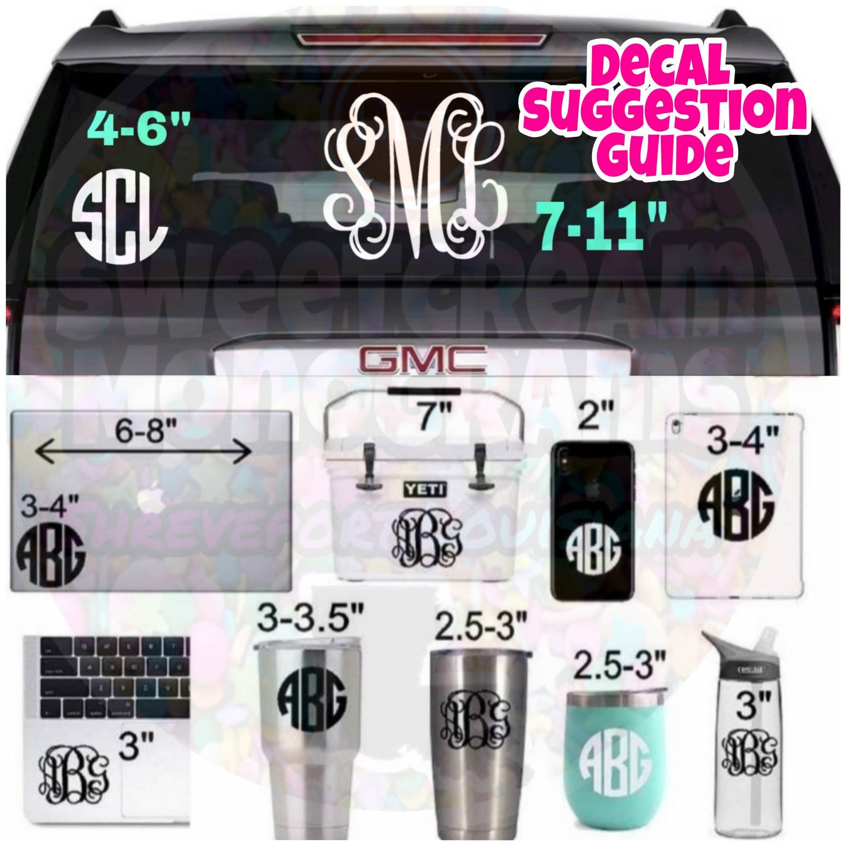 Rose Gold Holographic Monogram Car Decalrainbow Rosegold - Etsy