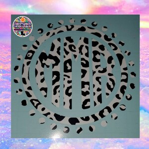 Snow Leopard Car Monogram Decal|black and White Leopard Monogram Car ...