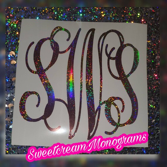 Rose Gold Holographic Monogram Car Decalrainbow Rosegold | Etsy