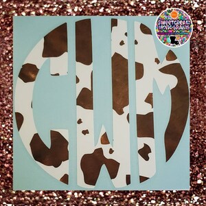 Cow Hide Monogram Car Decal|cow Print Monogram|cow Hide Sticker for Cup ...