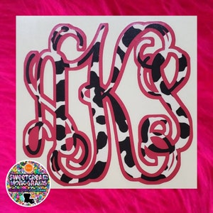 Cow Print Monogram Car Decal|cow Spots Monogram Car Sticker|double ...