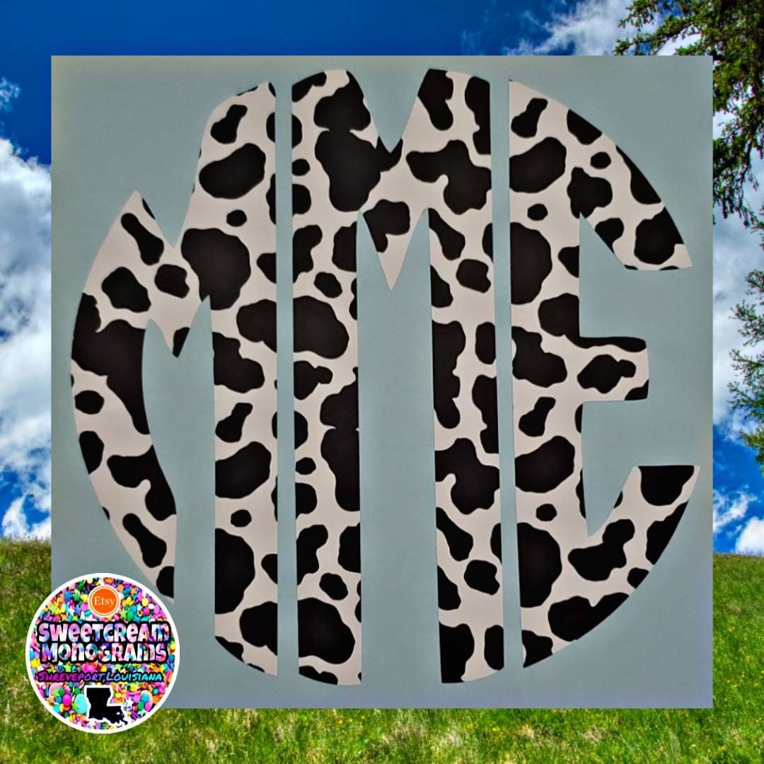 Cow Print Monogram Car Decal: Livestock Car Sticker - Etsy