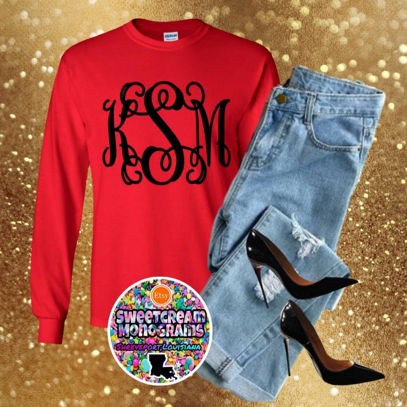 Monogram Long Sleeve - Etsy