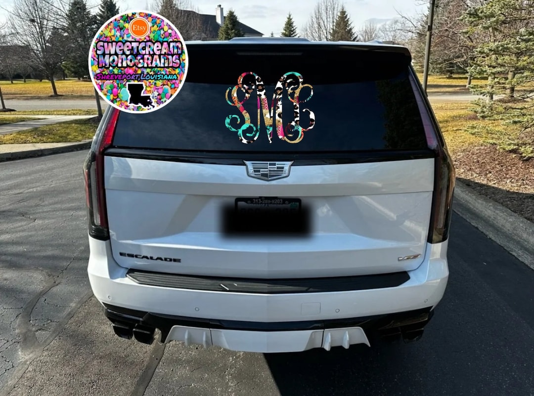 Leopard Print Monogram Car Decal - Personalized Animal Print - Etsy
