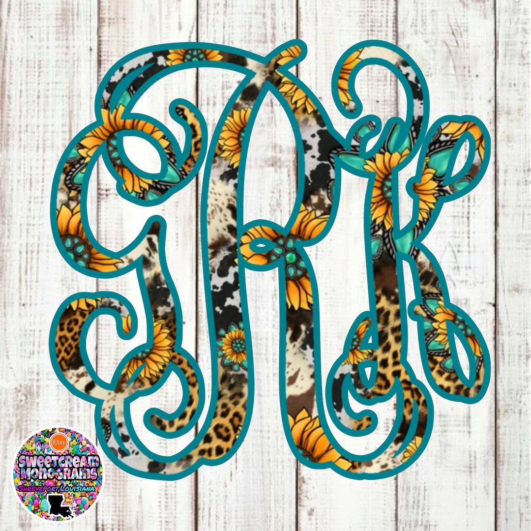 Monogram Vinyl Decal|decal Leopard Monogram Car Decal|leopard Sticker ...