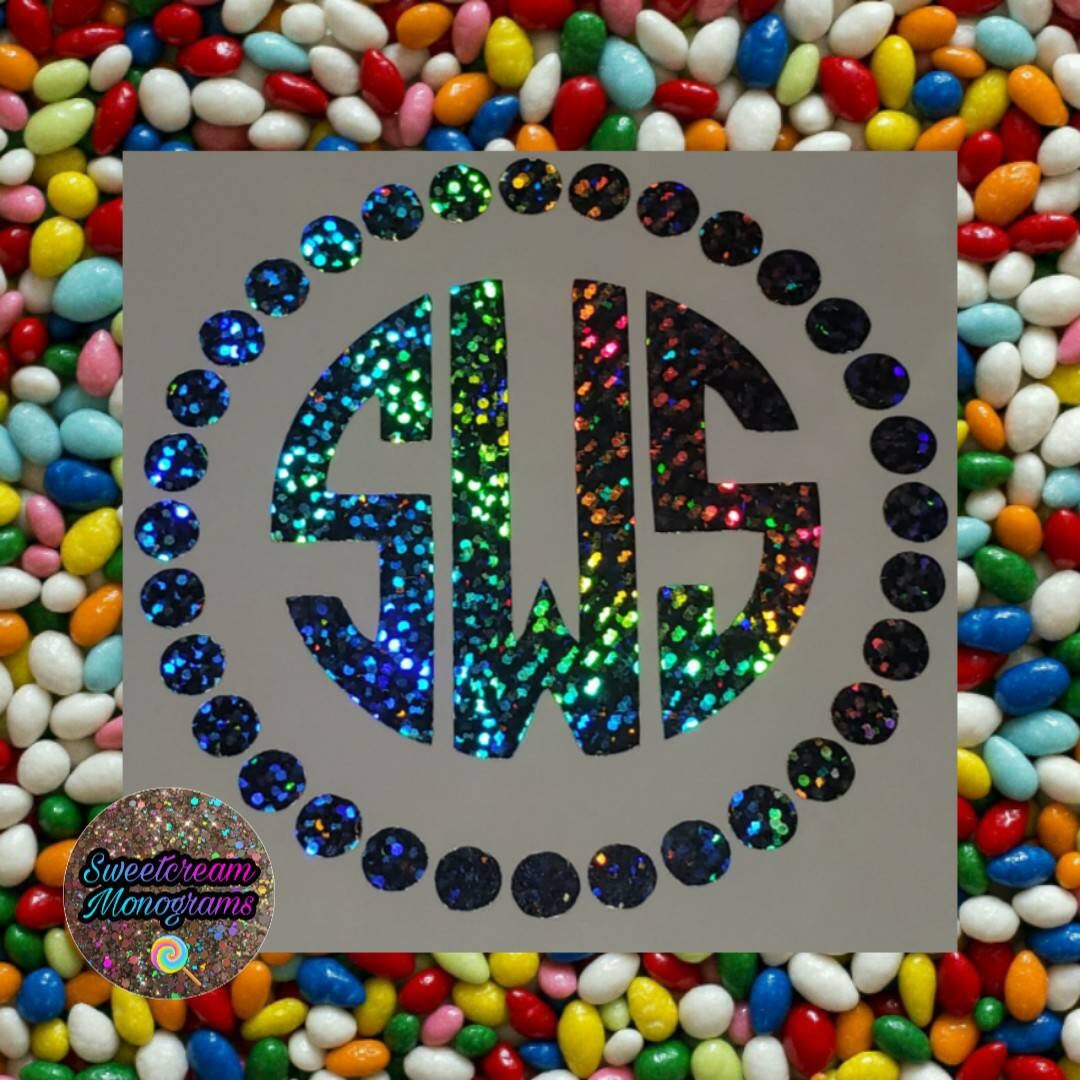 Holographic Polka Dot Monogram Decal|tumbler Decal|monogram Car Decal ...