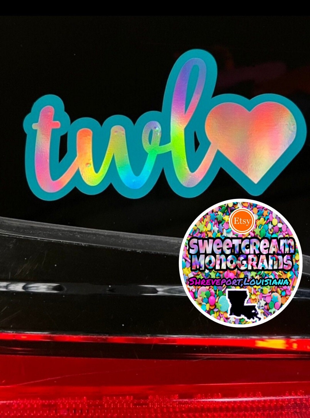 Custom Monogram Car Decal Sticker|holographic Stickers|monogram Decals ...