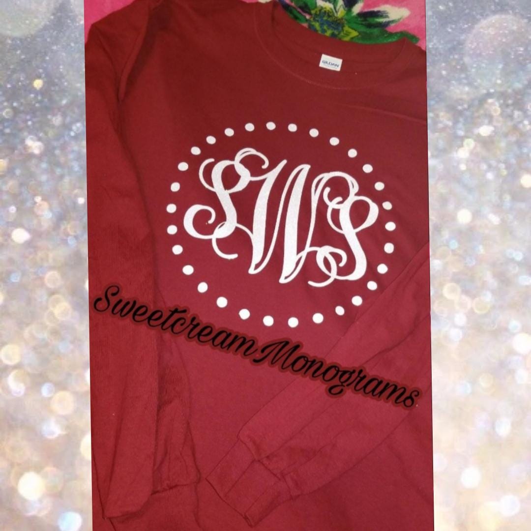 Long Sleeve Personalized Monogram Shirt|monogrammed Shirts|glitter ...